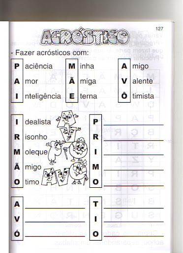 Diversas atividades com acrósticos!-ESPAÇO EDUCAR