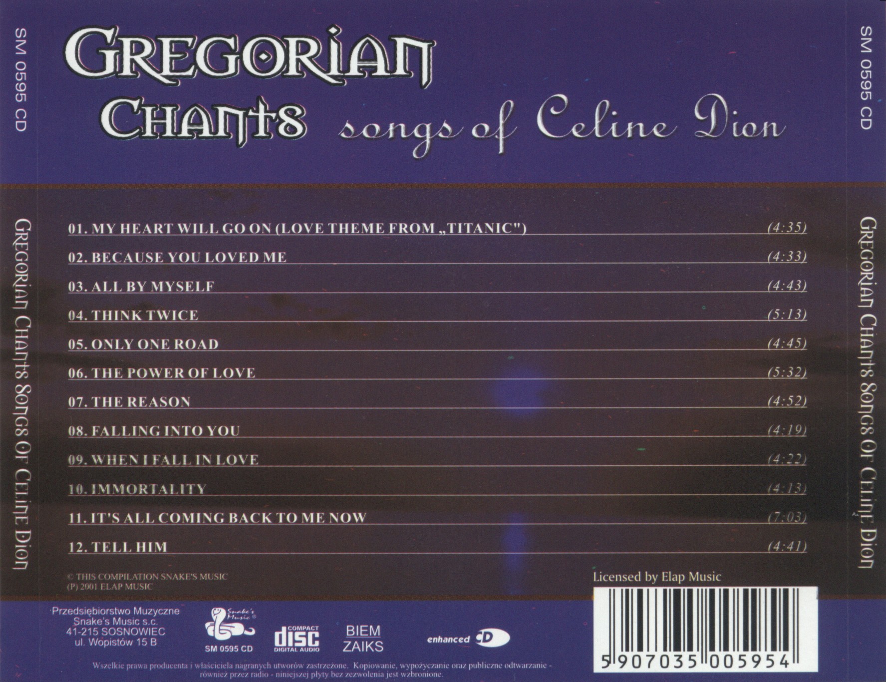 Gregorian 2001 - Songs of Celine Dion