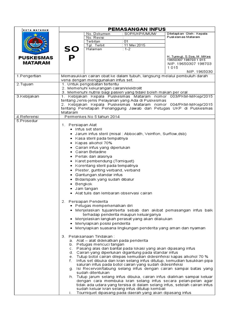 sop pemasangan infus - wood scribd indo