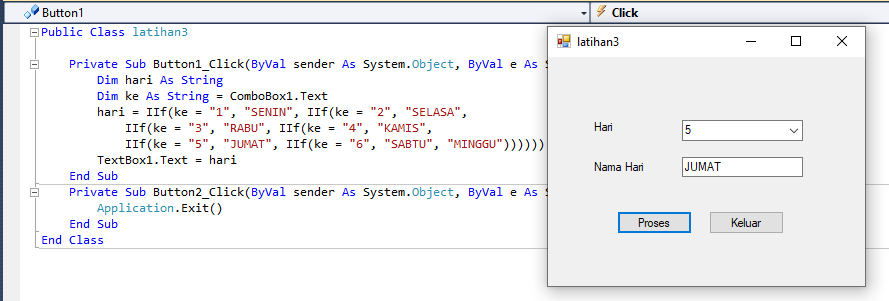 Latihan dasar Menggunakan IIF dan Select Case pada VB.NET