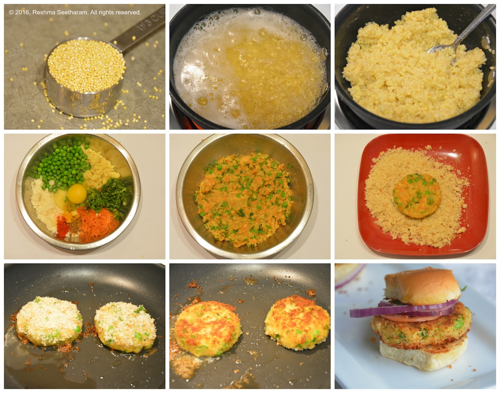 Foxtail millet vegetable burger patties