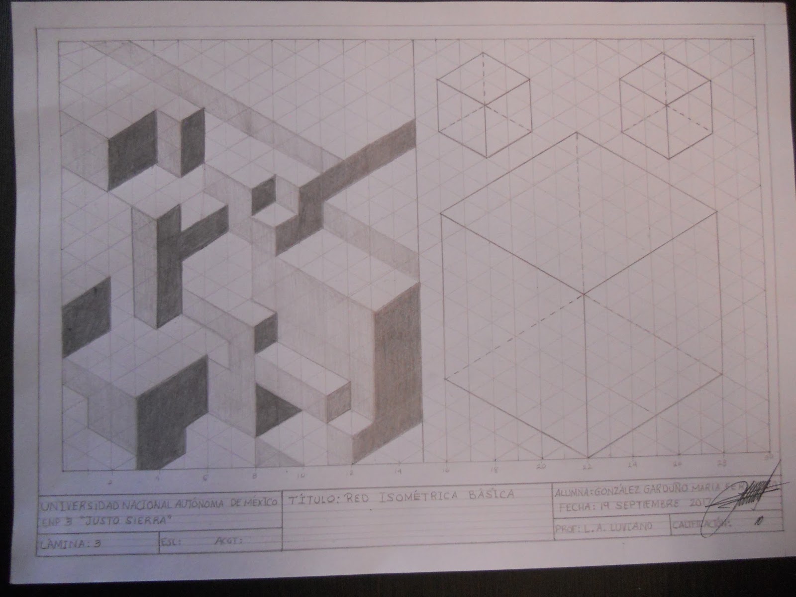 DIBUJO CONSTRUCTIVO II : LÁMINA 3, RED ISOMÉTRICA BÁSICA