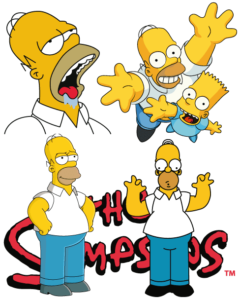 4 Poses de Homer Simpson - vector | Vector Clipart