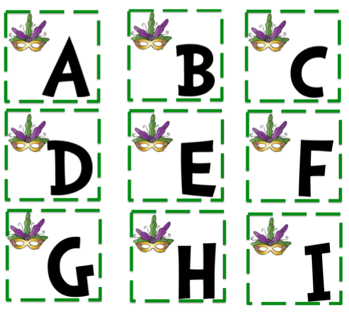 Free Mardi Gras Alphabet & Number Cards ~ Preschool Printables