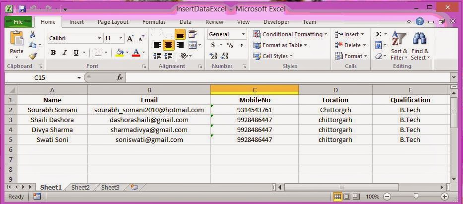 Learning Walkthrough: Insert Data Into Excel Using ASP.Net Learning Walkthrough: Insert Data Into Excel Using ASP.Net