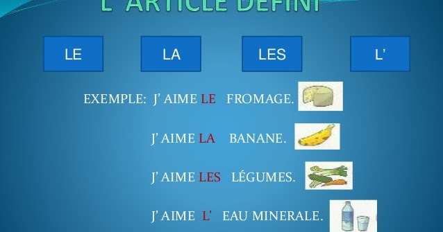 Cours de première année : Les articles définis: LE, LA, L', LES