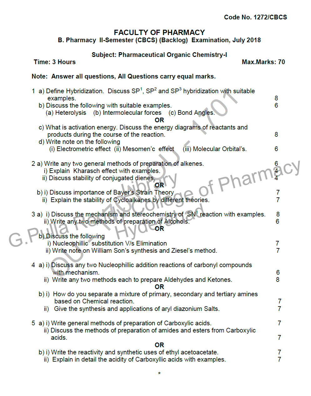 Osmania University B. Pharmacy II-Semester (CBCS) (Backlog) Subject ...