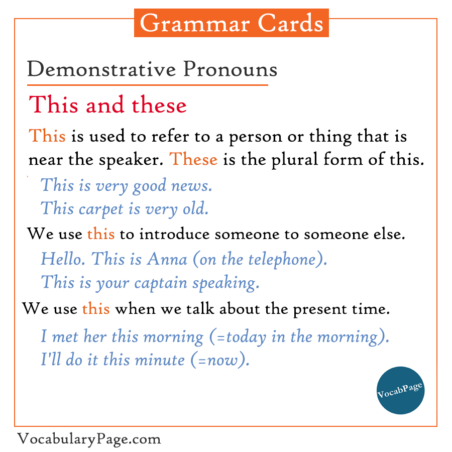 This, that, these and those