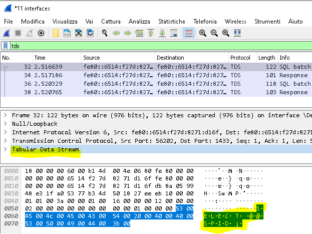 Speaking to Sql Server, sniffing the TDS protocol