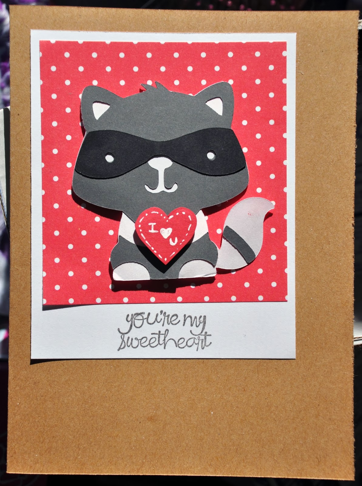 Scrappin' 2 baby girls: Raccoon Valentine's Day card