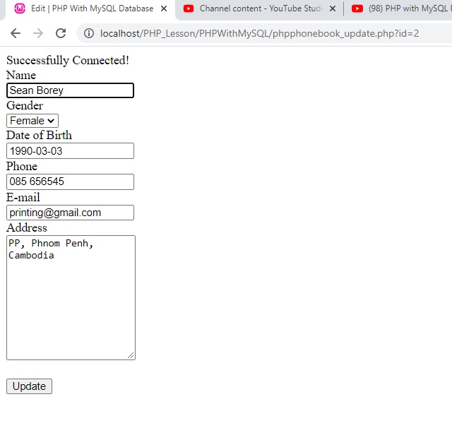 PHP with MySQL : Select & Update Data (Web App) PHP with MySQL : Select & Update Data (Web App)
