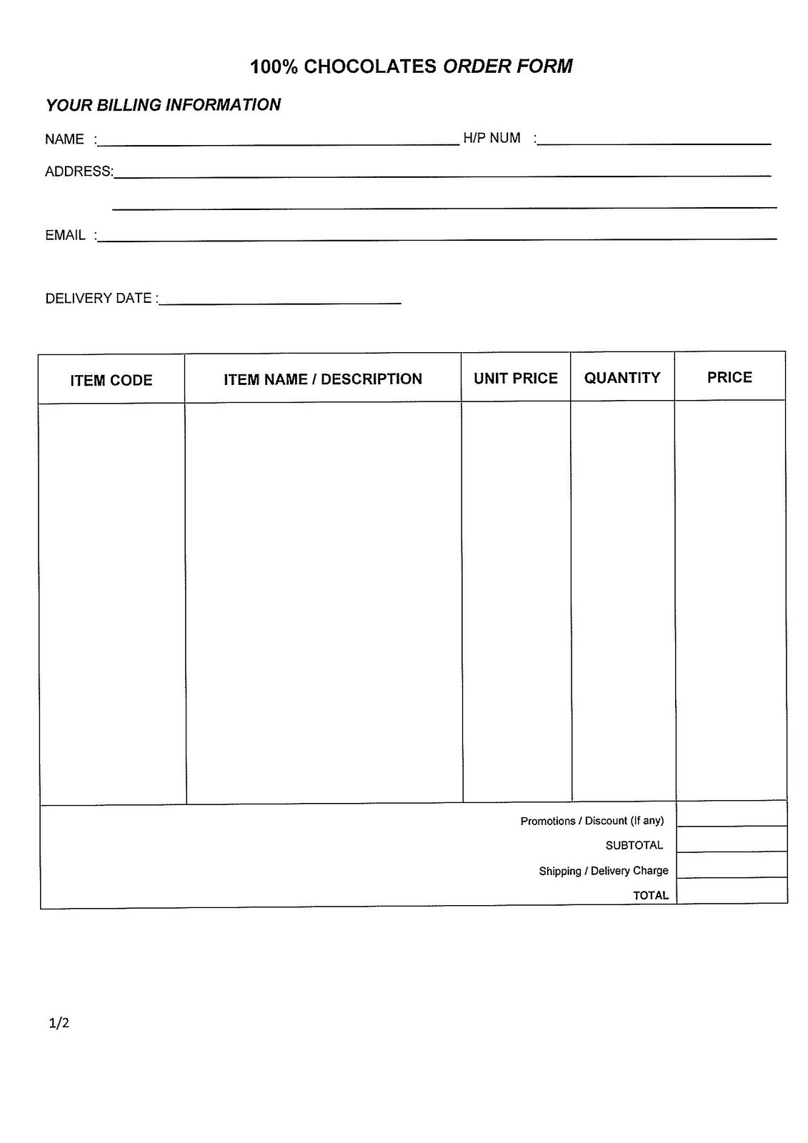 100% Chocolates: How to Order?