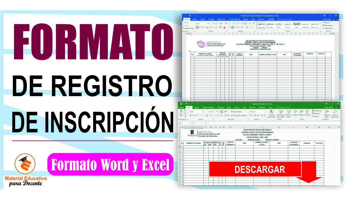Material Educativo: Ejemplo de Formato de registro de Inscripción