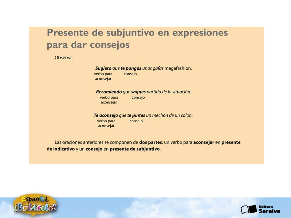 ESPANHOL: Presente de subjuntivo para consejos
