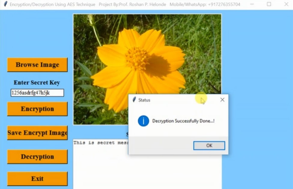 Message Encryption Decryption Using Aes Algorithm Hiding Text In Image Python Project Source 4941