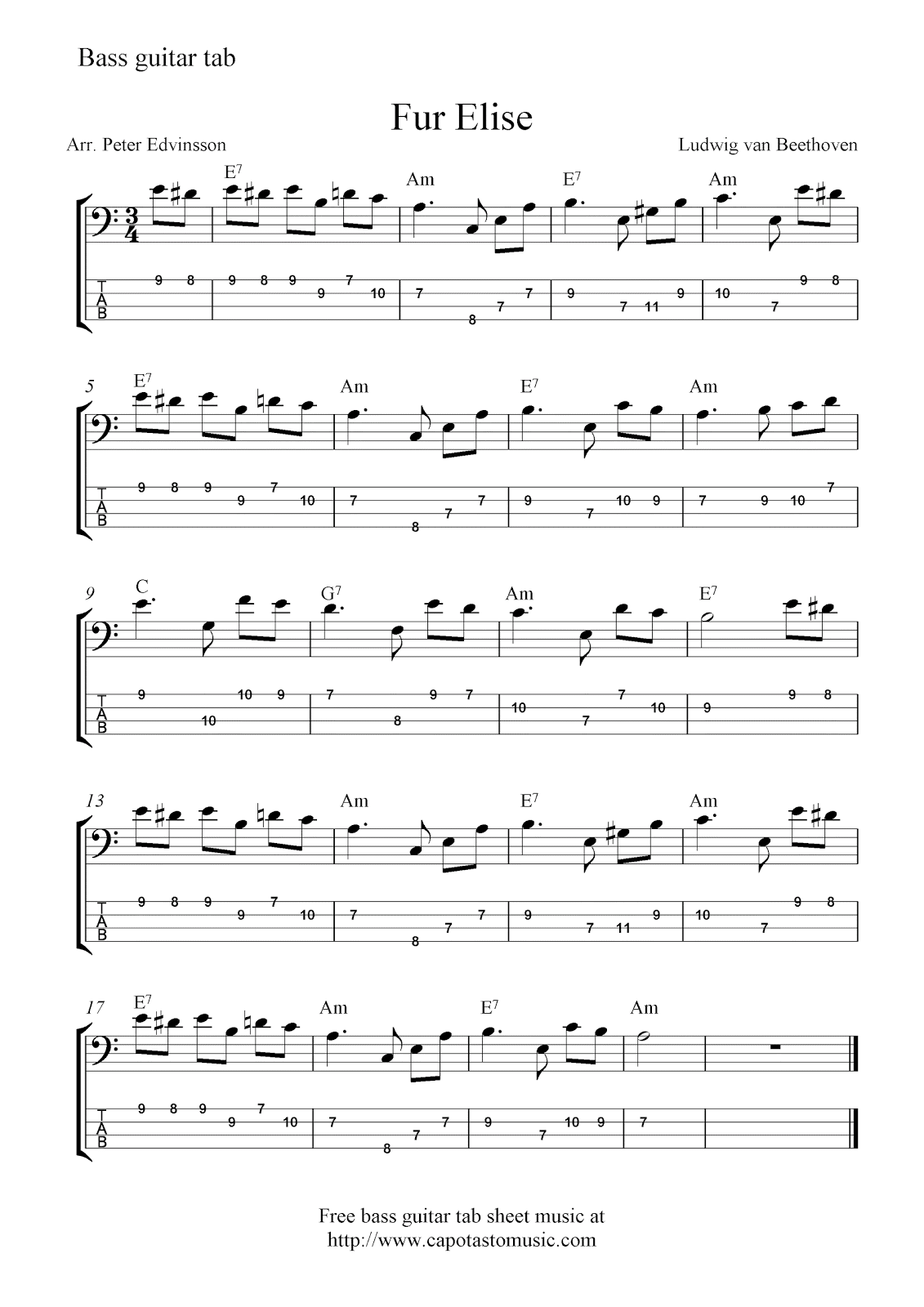 Fur Elise Guitar Chords