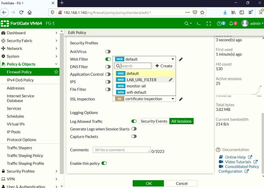 My Cybersecurity Journal: FortiGate Web Filtering (Static URL)