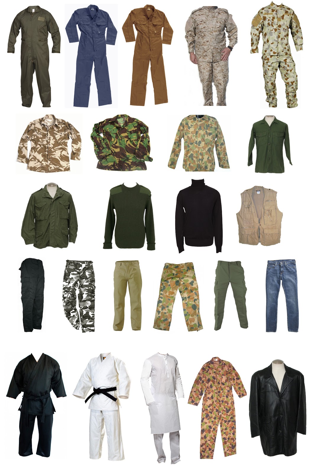 ACTION FASHIONS: EQUIPMENT LIST