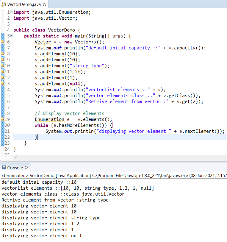 Keep Learning: Vector in java