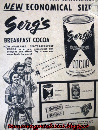 ISA MUNANG PATALASTAS: 240. Brand Stories: SERG’S CHOCOLATE PRODUCTS, 1954