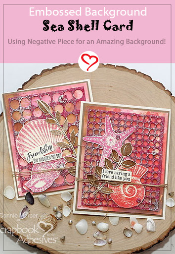 crafty goodies: Sea Shell Cards with Embossed Backgrounds