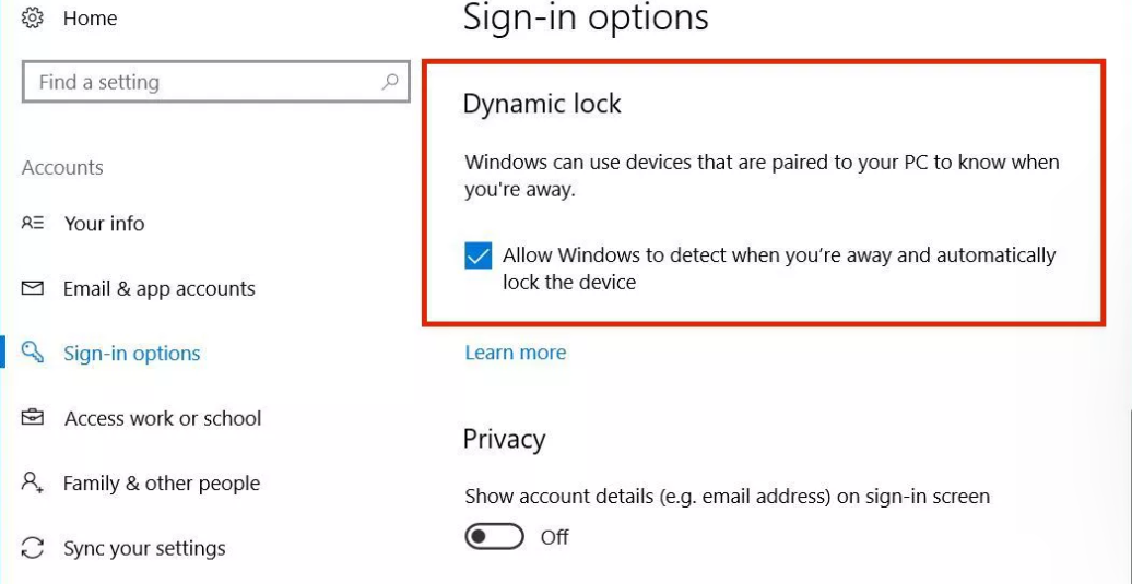 What is dynamic lock?