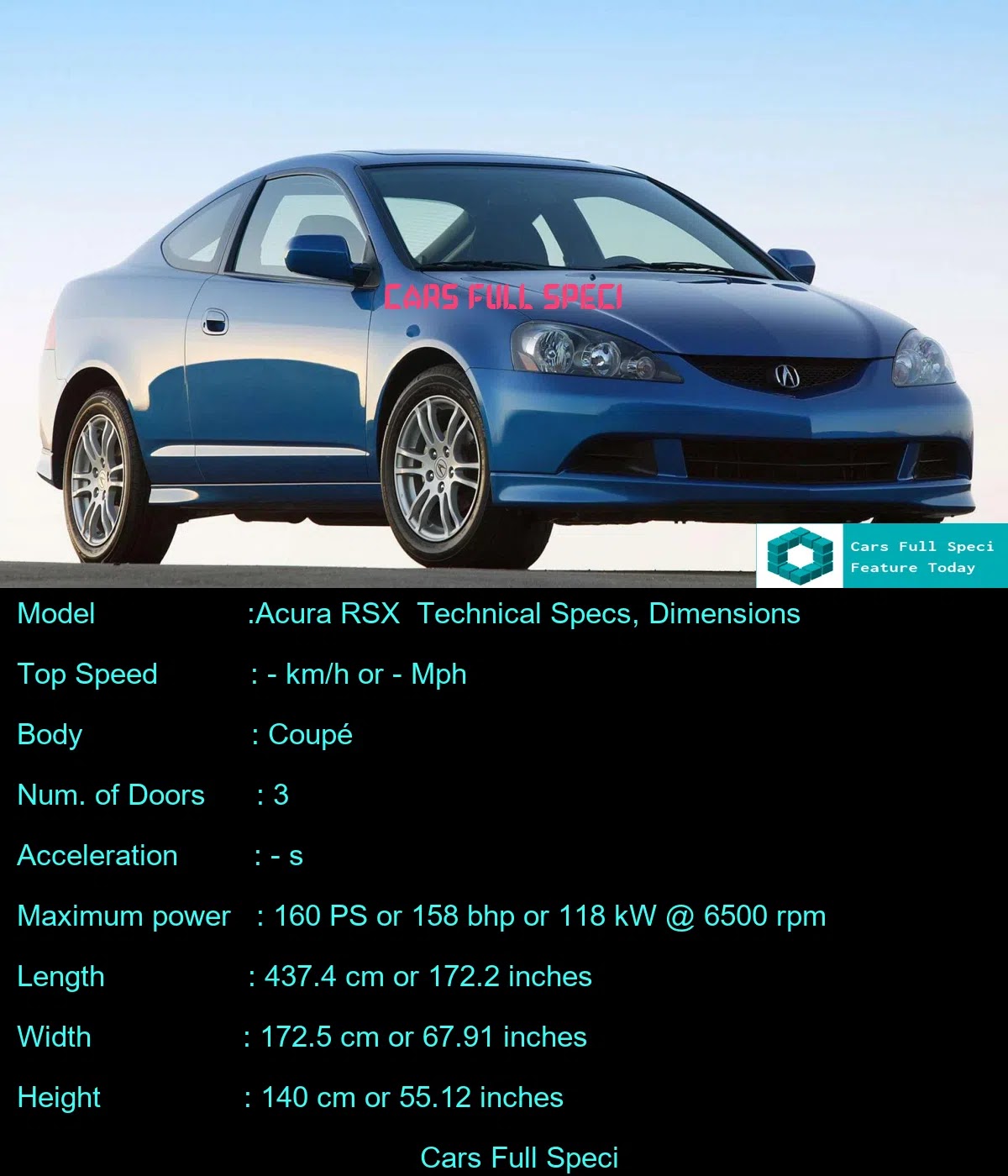Acura RSX Technical Specs, Dimensions | full specifications. speed ...