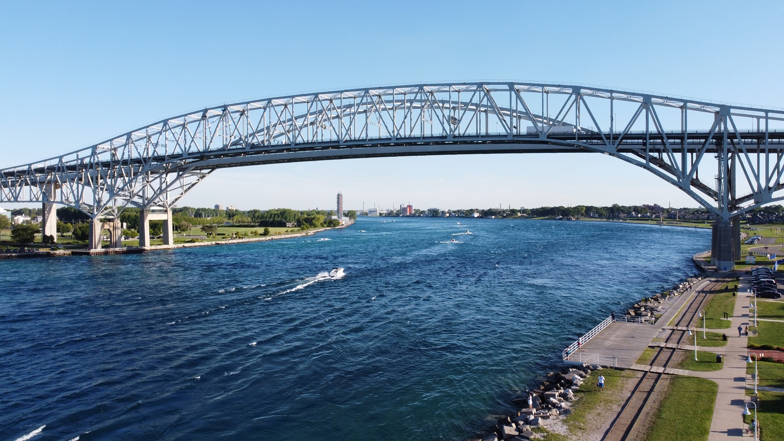 Michigan Exposures: A Drone Shot of the Blue Water Bridge
