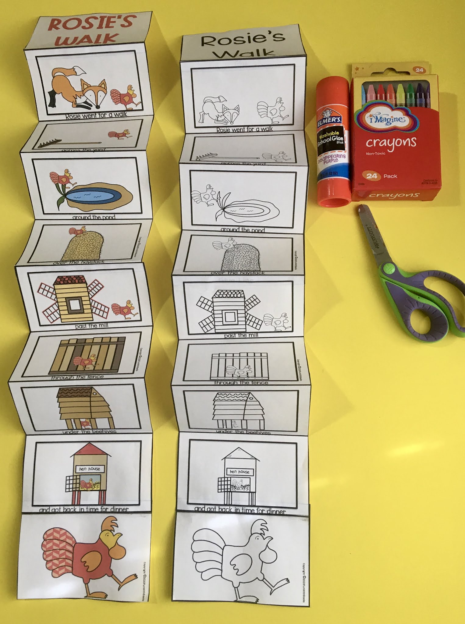 ROSIE'S WALK SEQUENCING & 5 TEACHER PUPPET STICKS ~ Book Units by Lynn