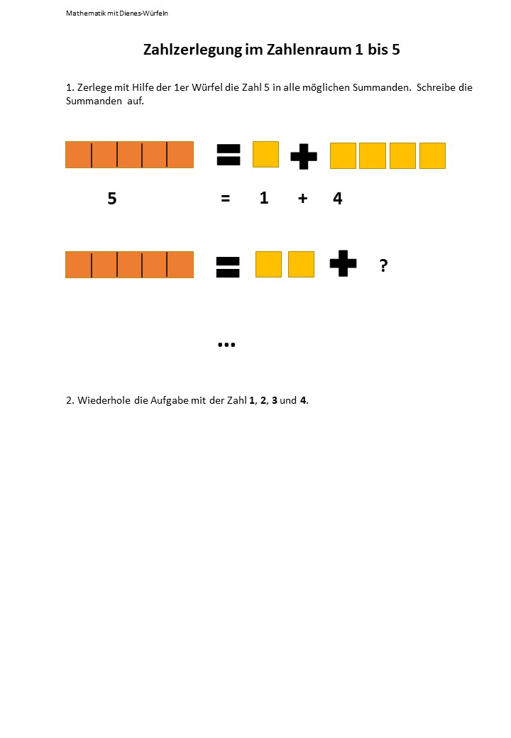 Mathe: Zahlerfassung und Mengenordnung mit Dienes-Würfeln