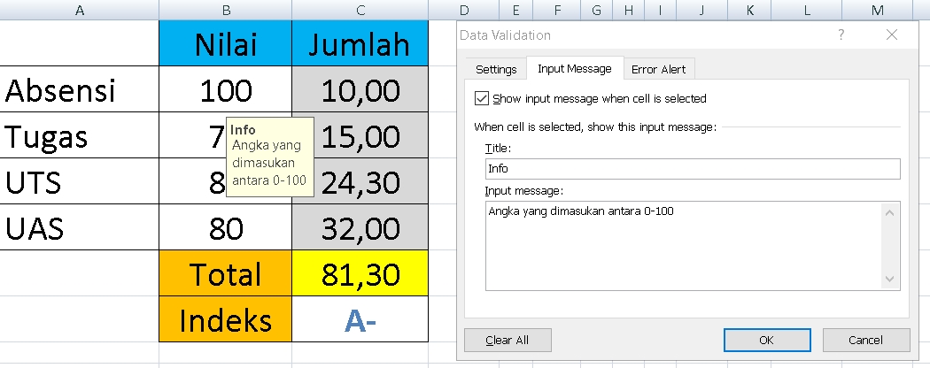 Validasi Input Data di Excel | Just Sharing