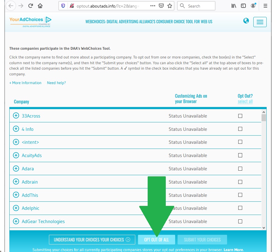 Information Technology Notes: Opt-Out Of Web Browser Data Collection