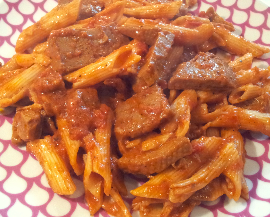 Wege żarłok: Vegan spaghetti with seitan chicken