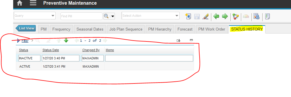 PMSTATUS table to make history of PM records | Maximo | IBM Maximo ...