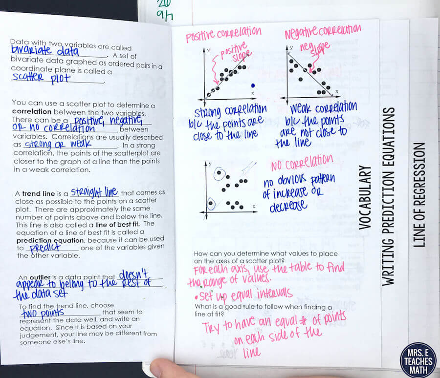Scatter Plots and Linear Regression INB Pages | Mrs. E Teaches Math Scatter Plots and Linear Regression INB Pages | Mrs. E Teaches Math
