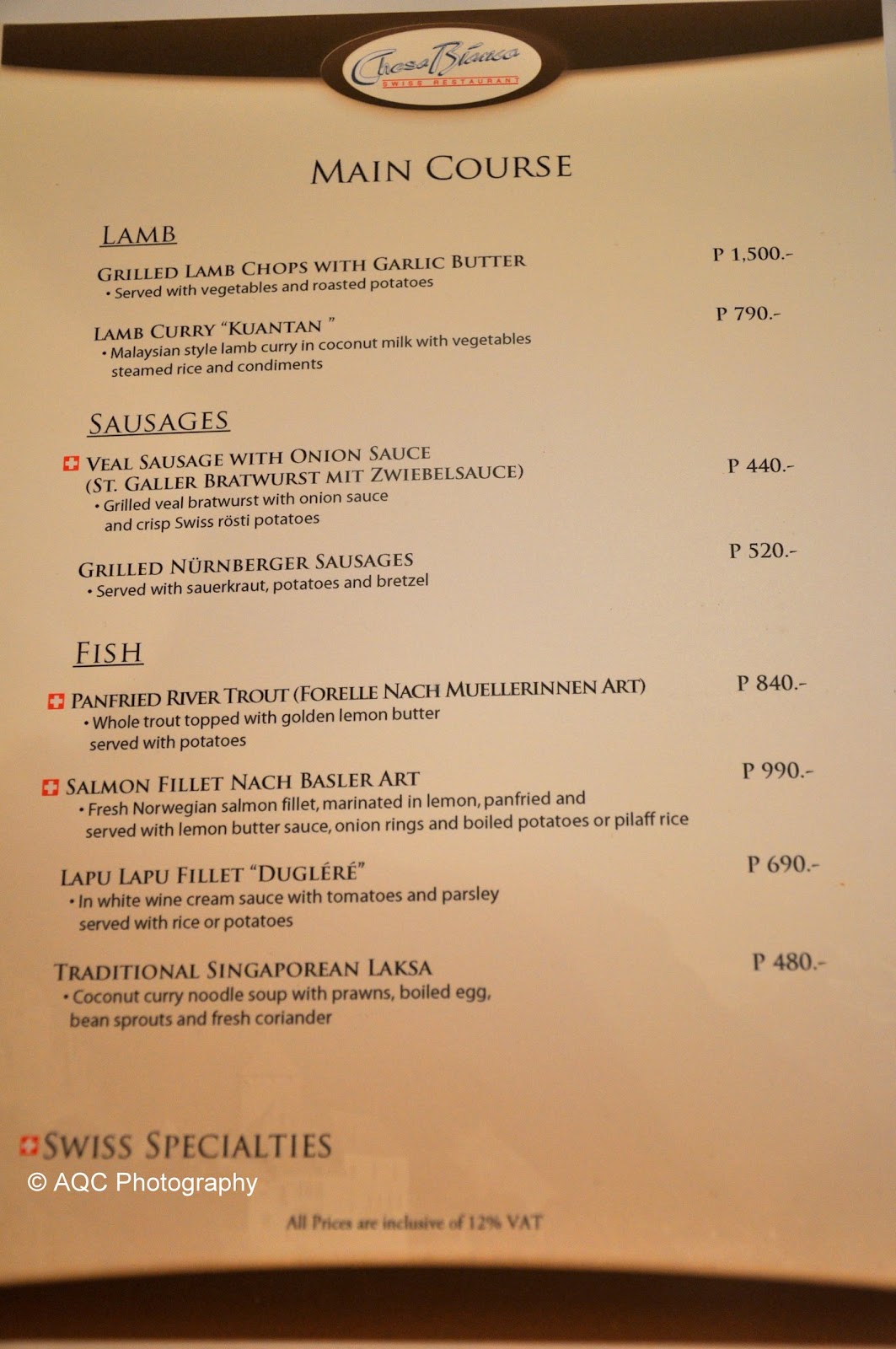 Swiss Restaurant in Manila - Chesa Bianca ~ Cheftonio's Blog