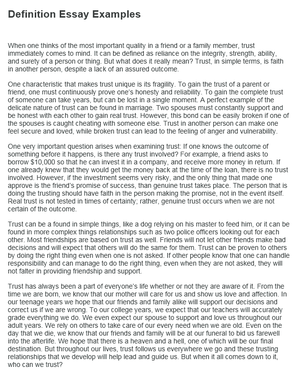Writing A Definition Essay Examples ~ Resume Letter