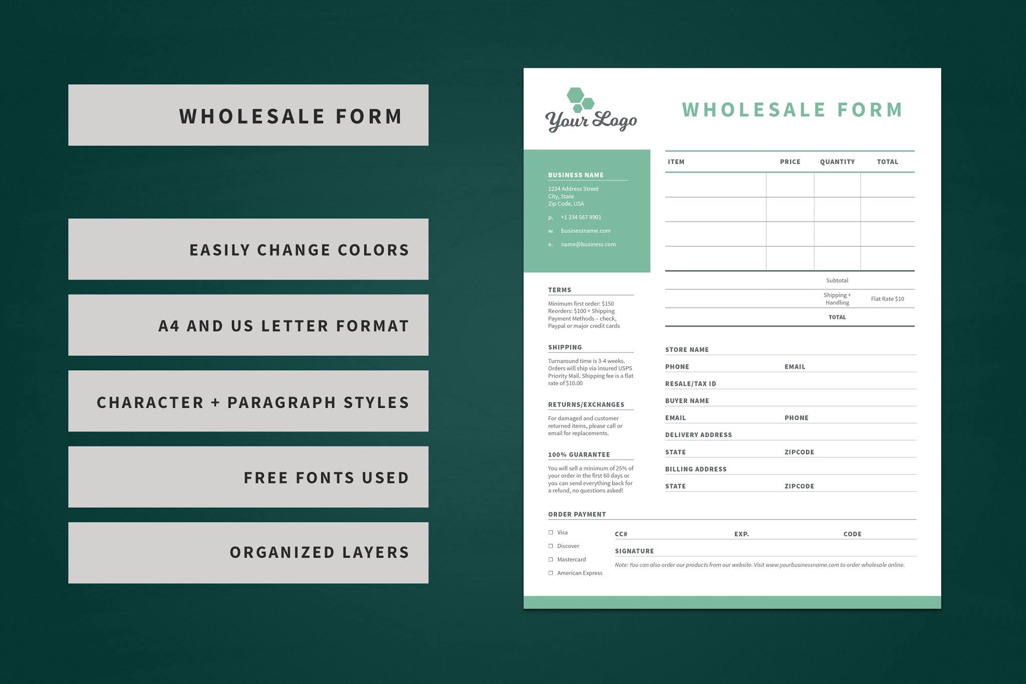 Indesign Order Form Template - Invoice Template