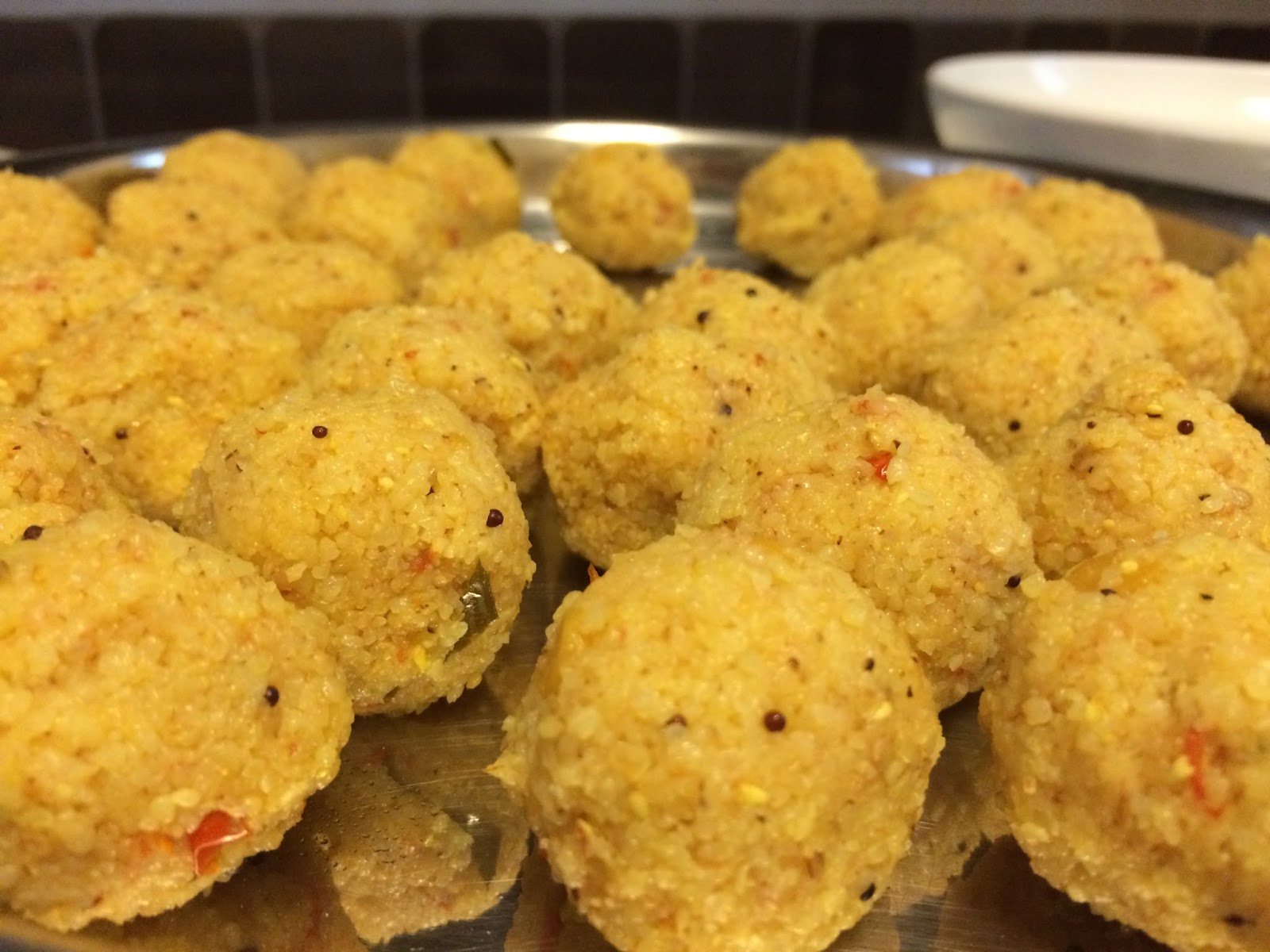 Umpa bhajji/ dumplings with leftover upma!