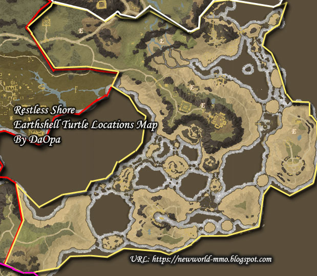 New World: Restless Shore earthshell turtle map