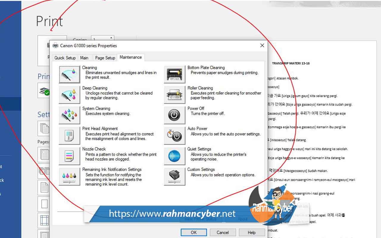 Cara Menampilkan Settingan Maintenance Printer tanpa Ms.Word