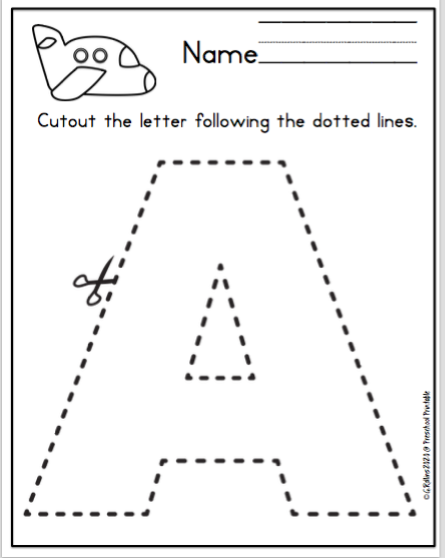 Alphabet Cutting Practice "No Prep" ~ Preschool Printables
