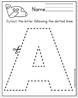 Alphabet Cutting Practice "No Prep" ~ Preschool Printables