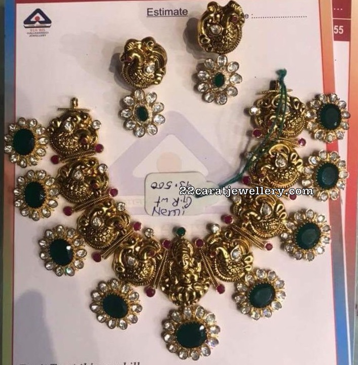 93 Grams Floral Parrot Necklace - Jewellery Designs