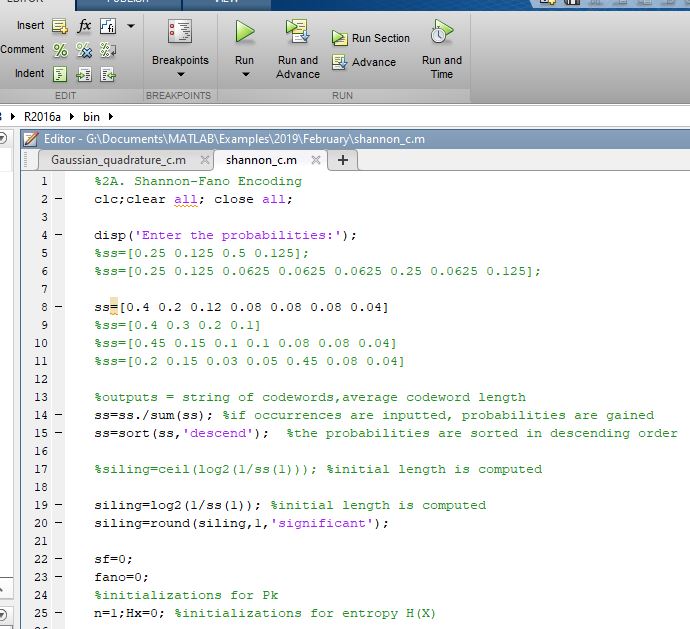 Shannon-Fano Encoding using MATLAB (m-file) - MATLAB Programming