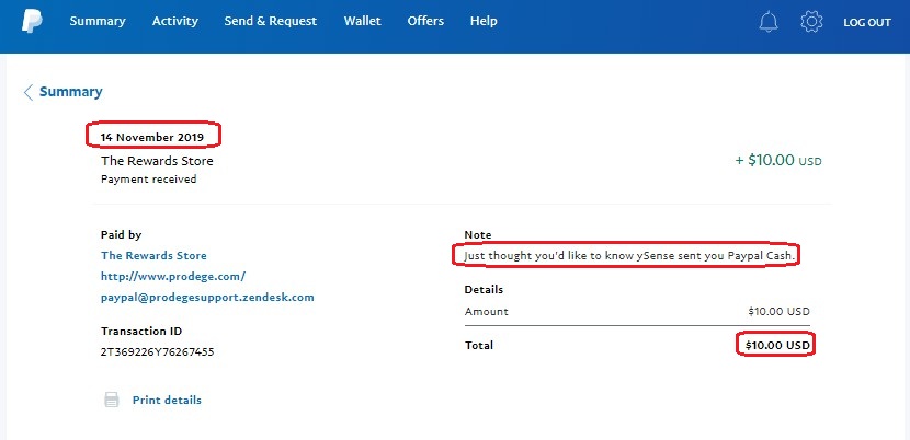 YSense Quick Guide: PAYMENT PROOFS