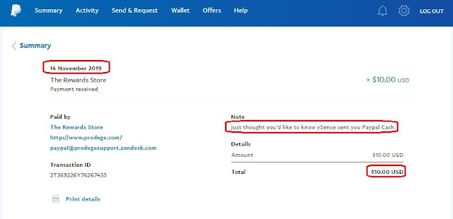 YSense Quick Guide: PAYMENT PROOFS