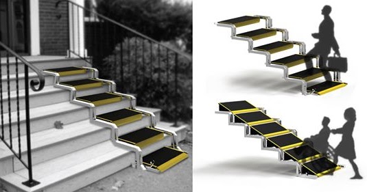 These Convertible Stairs Convert Into a Wheelchair Ramp When Needed ...
