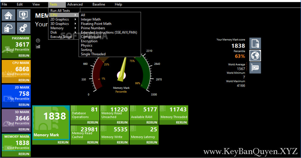 PassMark PerformanceTest 9.0 Build 1033 Full Key, Phần mềm kiểm tra ...