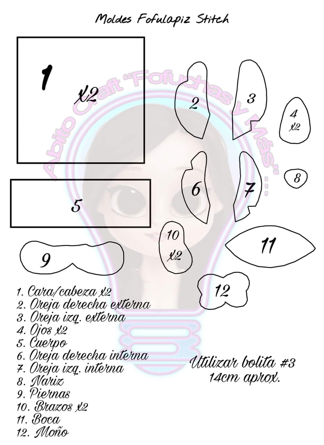 Mini Stich: Molde gratuito
